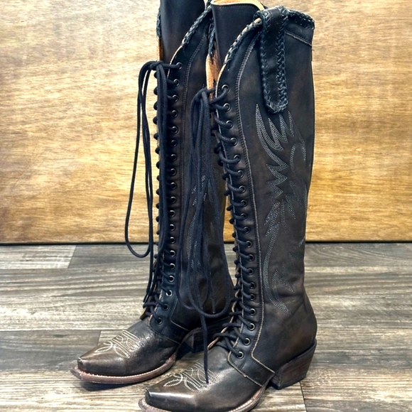 Freebird by Steven | Shoes | Preowned Freebird Wilder Tall Lace Up Genuine Leather Cognac Boots ...